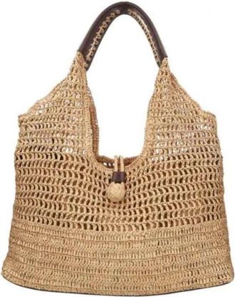 Elena Iachi Femme, Sacs, Brun, Taille: ONE Size Sac Tiss&eacute; en Raffia