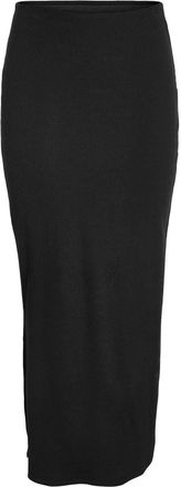 Noisy May Noisy may Damen Maxi Stretch Rock mit Schlitz Langer Skirt Knöchellang dehnbarer RIPP NMMAYA