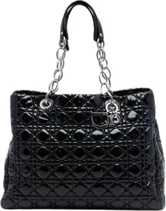 Dior Pre-owned Vintage Quilted Patent Leather Tote - Femme - Pre-owned - Noir - Taille: ONE Size