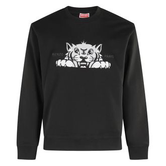 Kenzo Gl&uuml;cklicher Tiger Bestickter Pullover - - Sweatshirts & Hoodies - Herren - Schwarzk - XL