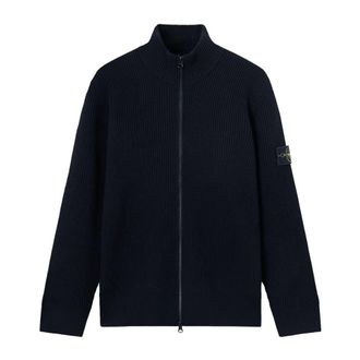 Stone Island Wollstrickjacke aus Schurwolle - - Knitwear - Herren - Blau - M
