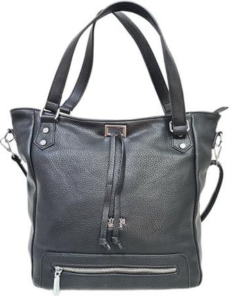Coveri Collection Sac à bandoulière pour femme en cuir synthétique, fourre-tout avec poignées doubles, bandoulière réglable, compartiments multiples, accessoires argent