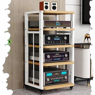 Generic HiFi-Rack, AV-Medienst&auml;nder Mit Rollen, 3/4/5-stufiger Audio-Video-Regal Verst&auml;rker Rack, Holz-Stereoschrank, Verstellbare Regale, CD-Player-St&auml;nder F