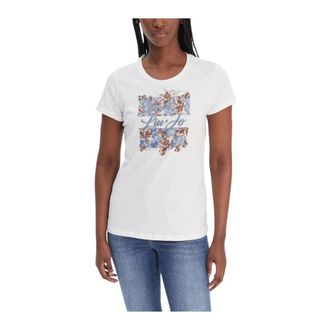 Liu Jo Bedrucktes Kurzarm-T-Shirt mit Rundhalsausschnitt - - Tops - Damen - Wei&szlig; - L