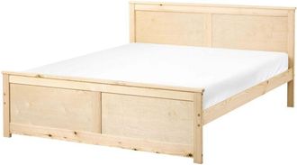 Beliani Bett mit Lattenrost Kiefernholz DAUPHIN 140 x 200 cm Hellbraun