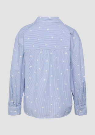 s.Oliver Langarmbluse Bluse Bestickte Baumwollbluse mit Turn-up
