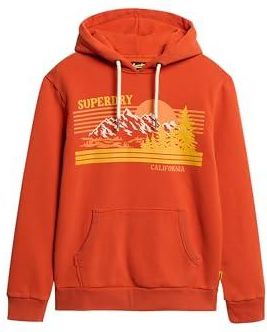 Superdry Sweat à capuche à rayures pour extérieur, 2XL, orange, XXL