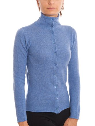 DALLE PIANE CASHMERE Jacke mit Knöpfen 100% Kaschmir, Made in Italy - Damen, Farbe: Hellblau, Größe: XXL