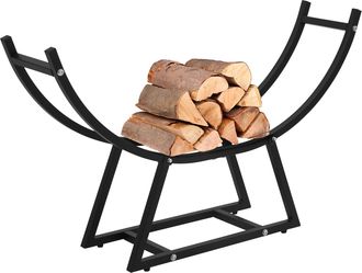 ML Design ML-Design Kaminholzregal 55x94x21 cm, Schwarz, Metall, Innen/Au&szlig;en, U-f&ouml;rmiges Brennholzregal, Holzaufbewahrung Stahl pulverbeschichtet, Kaminholzst&auml;n