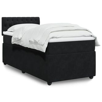 vidaXL Giroletto A Molle Con Materasso Nero 90x200 Cm In Velluto - Vidaxl