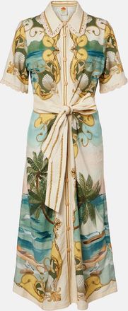 Farm Rio Hemdblusenkleid Royal Sea aus einem Leinengemisch