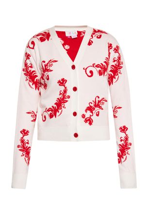Izia Strickjacke Damen Wollweiss Rot