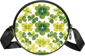 Generic Petit sac &agrave; bandouli&egrave;re circulaire pour femme, petit sac &agrave; bandouli&egrave;re avec fermeture &eacute;clair et bretelles r&eacute;glables pour la Saint-Patrick, sac &agrave; main 