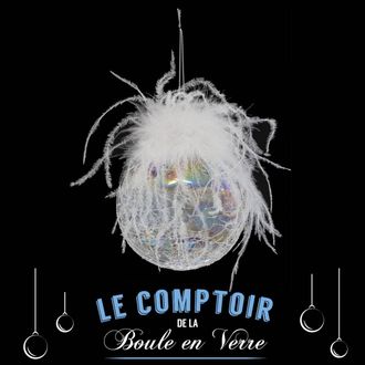 Fééric Lights & Christmas Glas-Weihnachtskugel 100 mm schillernd Feder