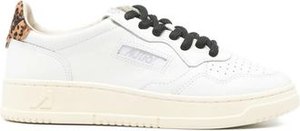 Autry Medalist leopard-panel lace-up sneakers - Wei&szlig;