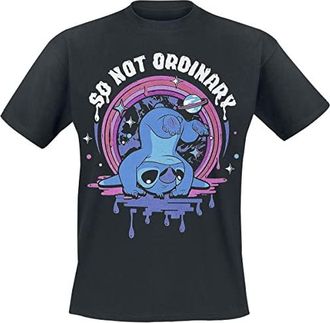 Lilo & Stitch Lilo & Stitch Not Ordinary Homme T-Shirt Manches Courtes Noir XL 100% Coton Regular/Coupe Standard
