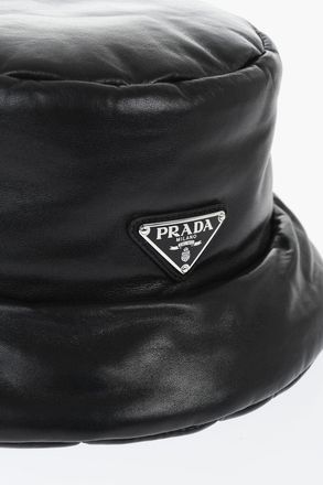 Prada Gepolsterter Leder-Bucket-Hut Prada
