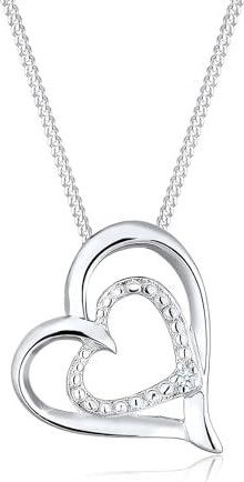 DIAMORE Elli DIAMONDS Collier Femmes Coeur Preuve dAmour avec Diamant (0.015 ct.) en Argent Sterling 925