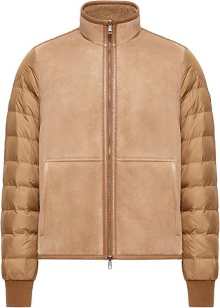 Moncler Moncler Doudoune Courte R&eacute;versible Crachin En Shearling Et Nappa, Homme, Beige, Taille: 2