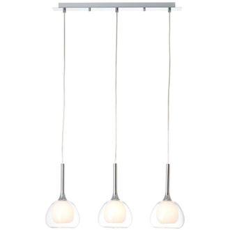 Brilliant Lampe Hadan suspension 3 lumières chrome / blanc-transparent 3x D45, E14, 40W, adaptées aux lampes à suspension (non incluses) Échelle a ++ à e