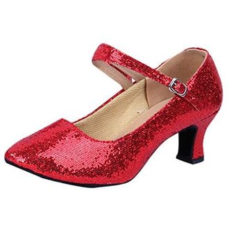 Generic riou Chaussures de danse à paillettes pour femme Talon fin de danse de pratique professionnelle Talon professionnel de danse pratique de la performanc