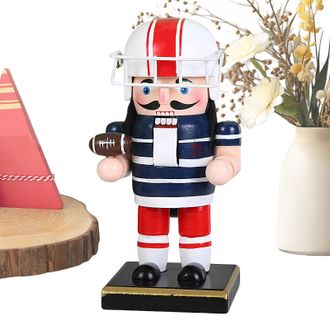 Generico Dekorative Nussknacker-Figuren, Soldat, Nussknacker, Fußballspieler, Modell, Heimdekoration, 15 cm, aus Holz, Sammlerstück, Tischdecke, Zuhause, Weihn