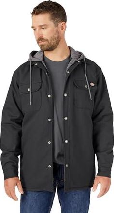 Dickies Fleece Hooded Duck Shirt Jacket with Hydroshield V&ecirc;tements dext&eacute;rieur Utilitaires de Travail, Noir, XL Homme