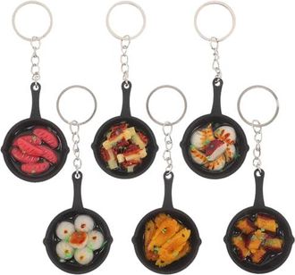 Vosarea Porte-cl&eacute;s Breloques Th&egrave;me la Cuisine avec Po&ecirc;le, Ravioli Frit, C&ocirc;tes Lev&eacute;es, Saucisse, Mini Pendentifs L&eacute;gers &agrave; Suspendre pour Paquet et Pr&eacute;sents Din