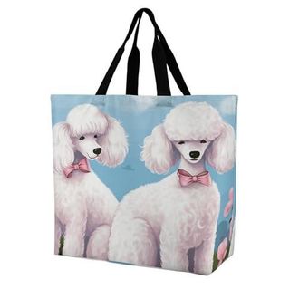 Generic Chiens Caniches Sac A Main Femme D&eacute;contract&eacute; Tote Bag L&eacute;ger Sac Fourre Tout Pour Plage Voyage Gym