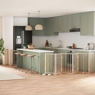 vidaXL vidaXL Barrière pour chien porte pliable 15 panneaux bois de peuplier