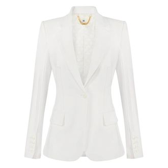 Elisabetta Franchi Blazer aus doppeltem Stretch-Cr&ecirc;pe - - Jackets - Damen - Wei&szlig; - M