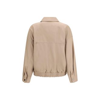 Brunello Cucinelli Womens Beige Leather Jacket Clothing