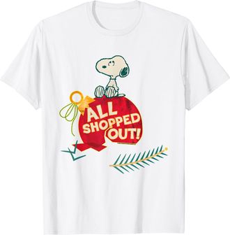 Peanuts Xmas Snoopy All Out Shopped Weihnachtsfeier Feiertag T-Shirt