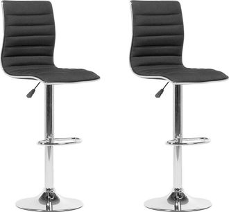 Beliani Trendy Barstuhl 2er Set Schwarz Metall höhenverstellbar Rückenlehne Minimalistisch