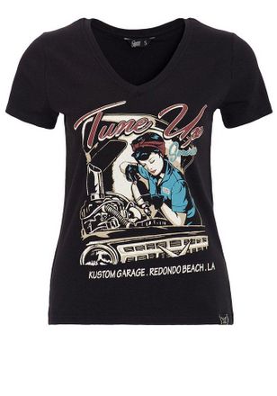 Queen Kerosin Print-Shirt Tune Up (1-tlg) mit trendigem V-Ausschnitt