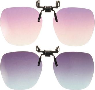 BESTONZON Lot de 2 Lunettes de Soleil Polarisées à Clip sans Monture Gris Bleu et Rose Clair Protection UV Renforcée Anti-Éblouissement Lunettes de Conduite Lég