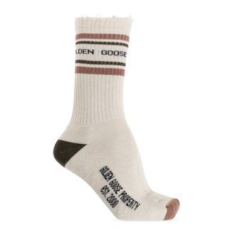 Golden Goose Homme, Sous-v&ecirc;tements, Beige, Taille: M Chaussettes Logo