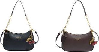 Generic Sac &agrave; bandouli&egrave;re croissant en PU, petit sac chic avec pendentif cerise pour femme, usage quotidien