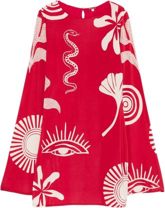 Cala de la Cruz Misha Minikleid mit langen &Auml;rmeln - Rot