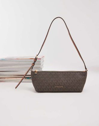 Michael Kors Laila Mini-Umh&auml;ngetasche mit braunem Monogramm-Print