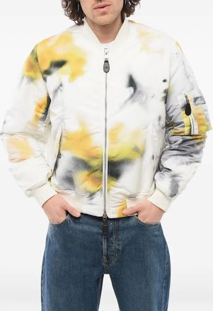 Alexander McQueen veste bomber matelass&eacute;e Obscured Flower - Blanc