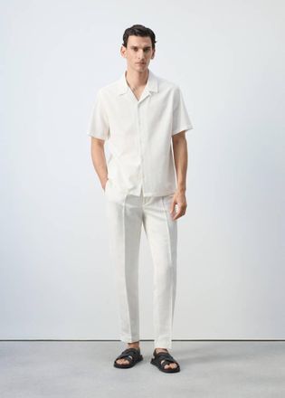 Mango 100% Baumwollhemd mit Stickereidetails wei&szlig; - Herren - S - MANGO MAN