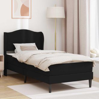 vidaXL Vidaxl Struttura Letto Con Materasso Nero 90 X 190 Cm Similpelle