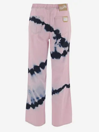 DON'T @ ME Womens Jeans Tie-Dye Cotton Pink
