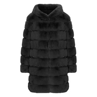 Americandreams Americandreams, Femme, Vestes, Noir, Taille: 38 FR Blake Manteau Long en fausse fourrure