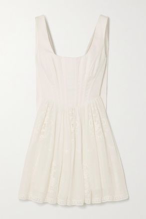 Zimmermann Mini-robe Fa&ccedil;on Corset En Ramie &Agrave; Finitions En Dentelle Alight - Ivoire