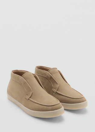 Mango Bottines baskets cuir su&eacute;d&eacute; sable - Homme - 39 - MANGO MAN