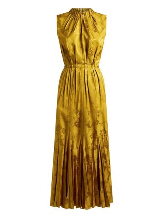Etro robe plissée à motif en jacquard - Jaune