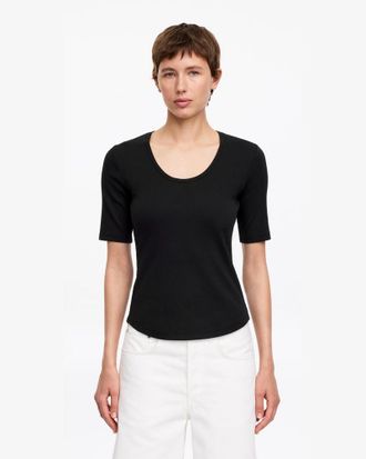 Arket Geripptes T-Shirt -Schwarz