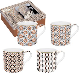 Easy Life Set mit 4 Tassen, 300 ml, aus Porzellan, Mania